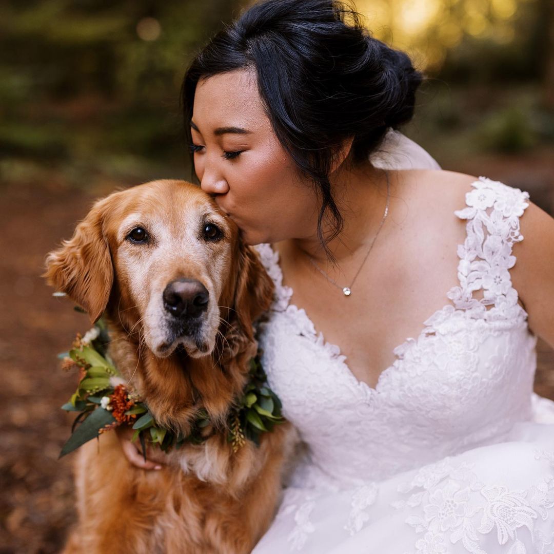 Bride's First-Look Wedding Photos With Her Dog